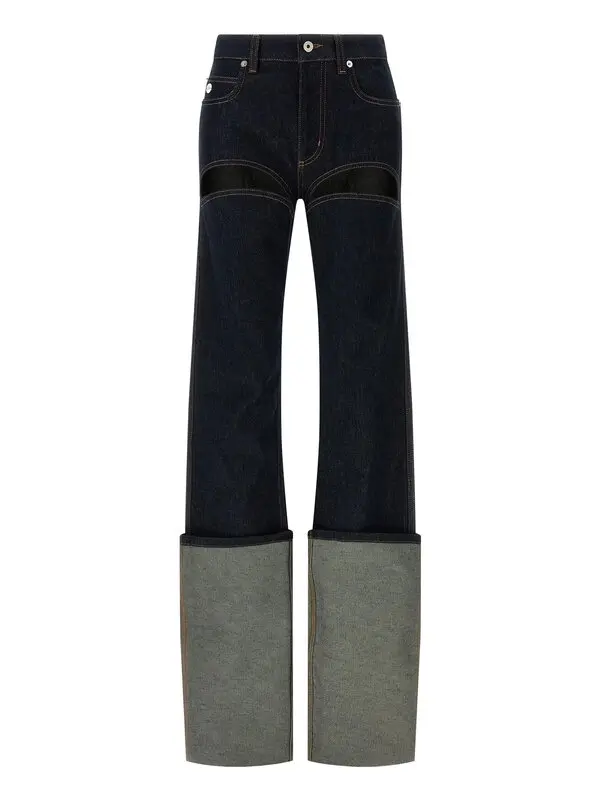 Jean Paul Gaultier Denim Pants With Cutout Detailing - Blue