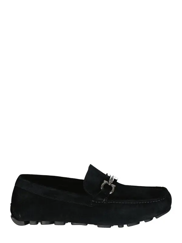 FERRAGAMO Salamanca Suede Loafers - Black