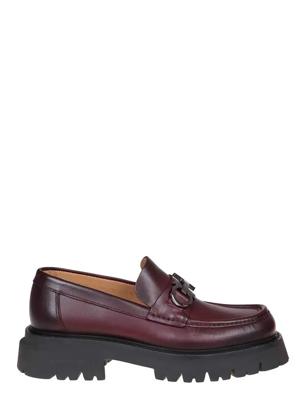 FERRAGAMO Florian Leather Loafers - Red