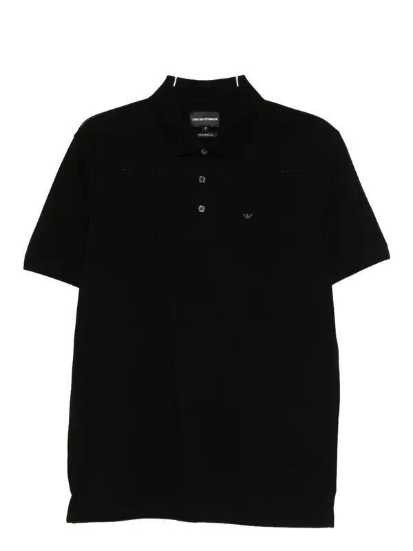 Emporio Armani Logo Cotton Polo Shirt - Black