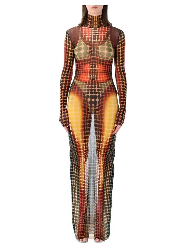 Jean Paul Gaultier Dots Re-edition Long Dress - Orange Multi