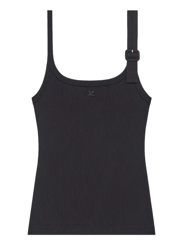COURREGES Cotton Tank Top - Black