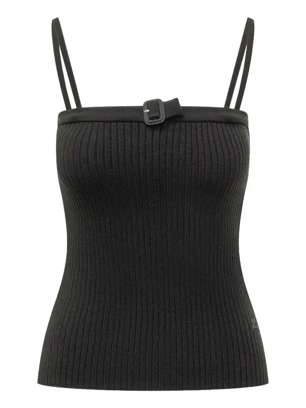 COURREGES Ribbed Tank Top - Black
