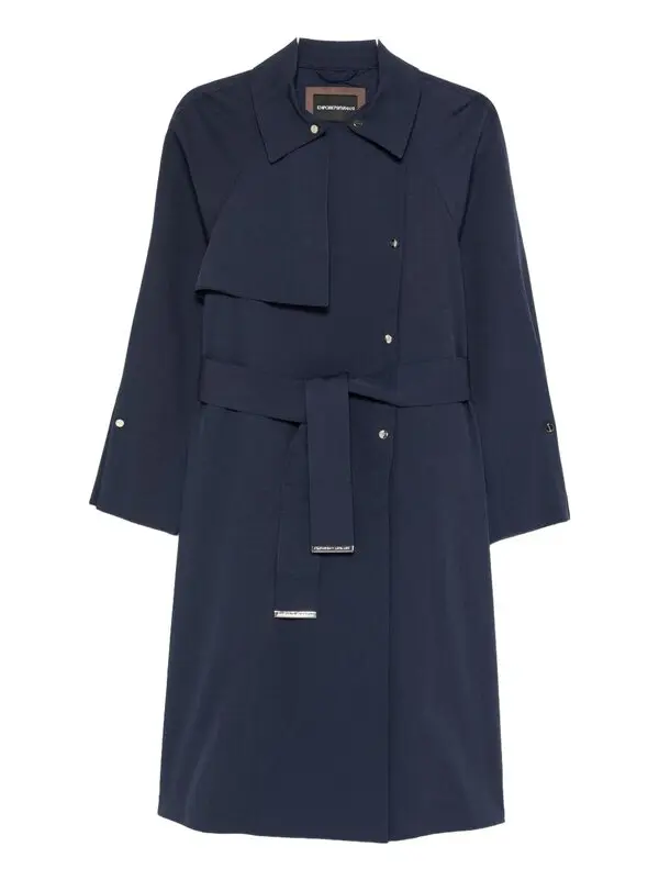 Emporio Armani Cotton-blend Trench Coat - Blue