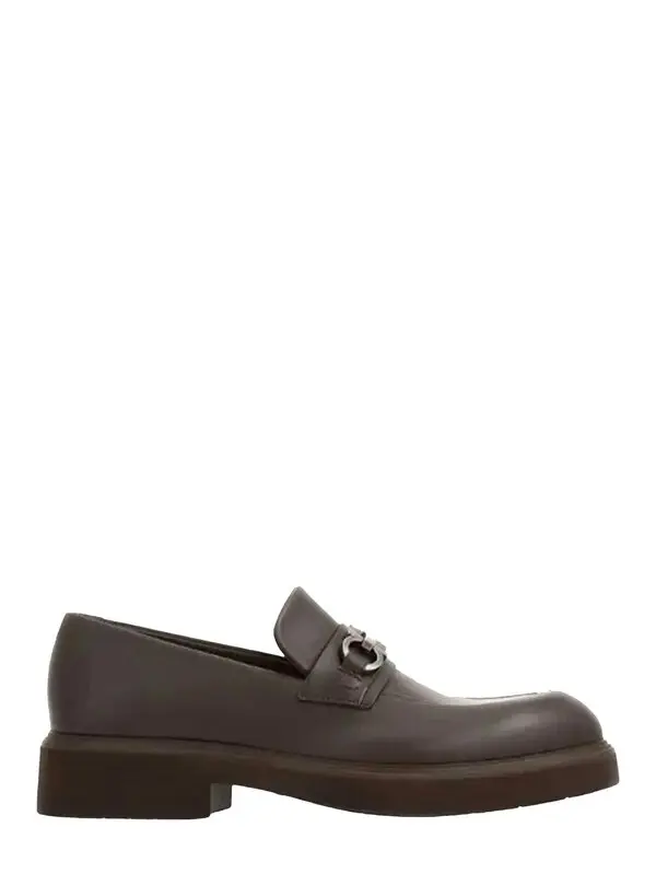 FERRAGAMO Fiorello Leather Loafers - Brown