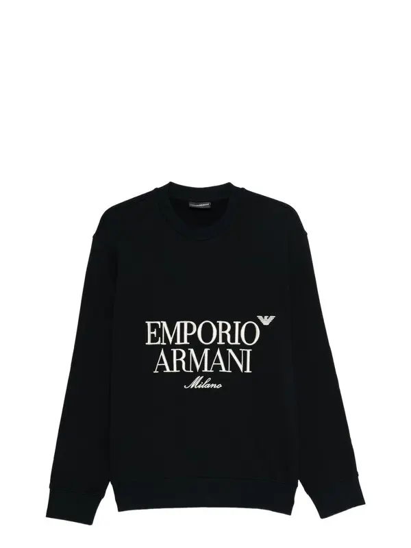 Emporio Armani Cotton Sweatshirt With Logo - Blue