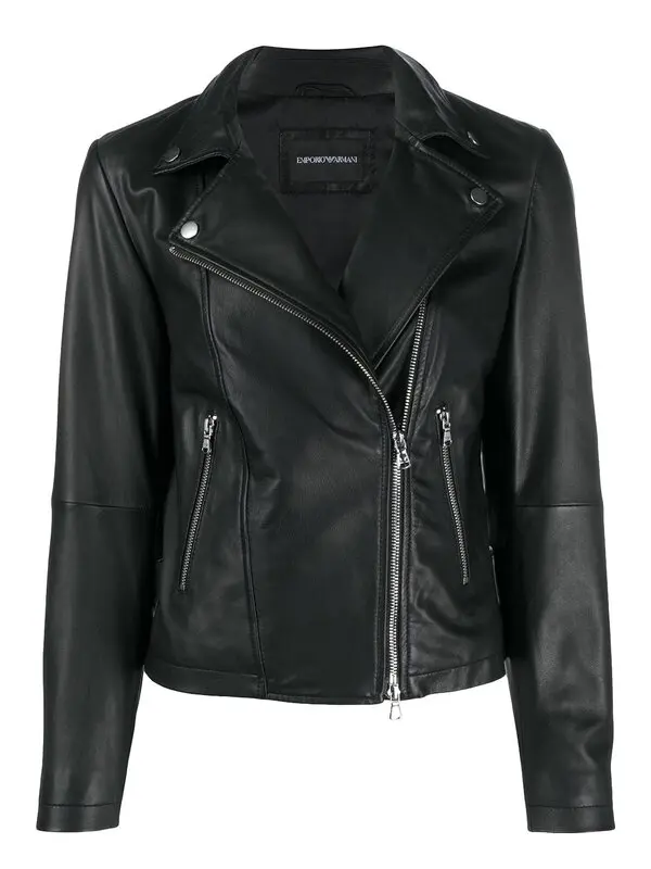 Emporio Armani Leather Biker Jacket - Black