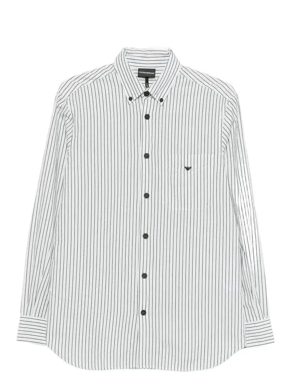 Emporio Armani Striped Cotton Shirt - Clear Blue