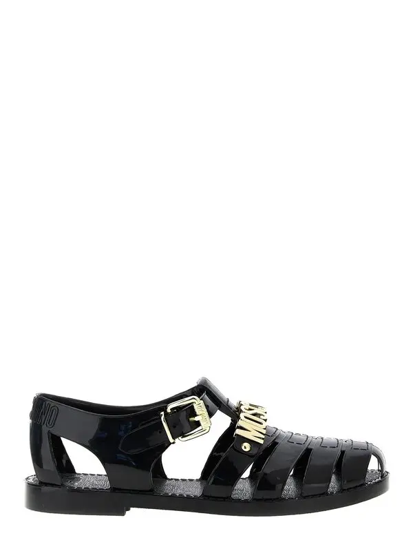 Moschino Jelly Sandals With Logo - Black
