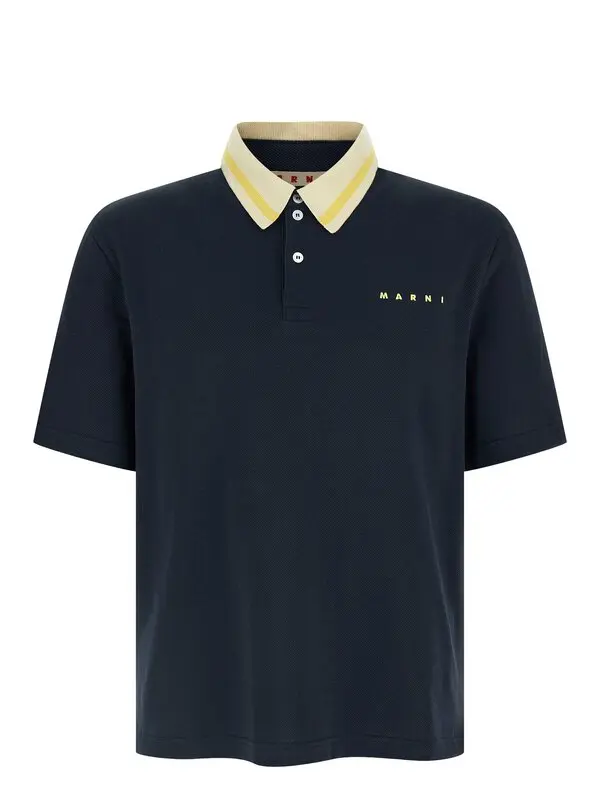 Marni Piqué Cotton Polo Shirt - Blue