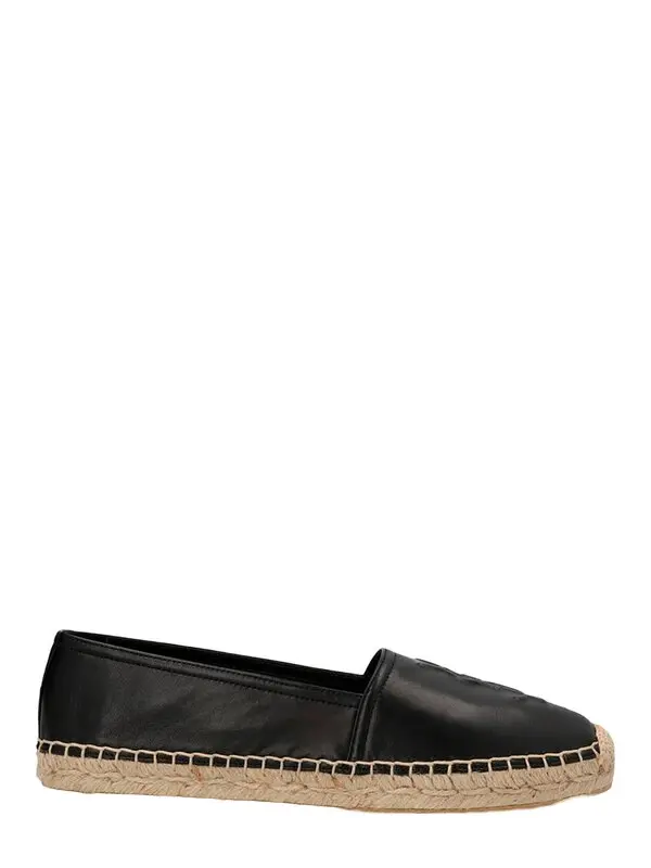 Saint Laurent Logo Leather Espadrilles - Black