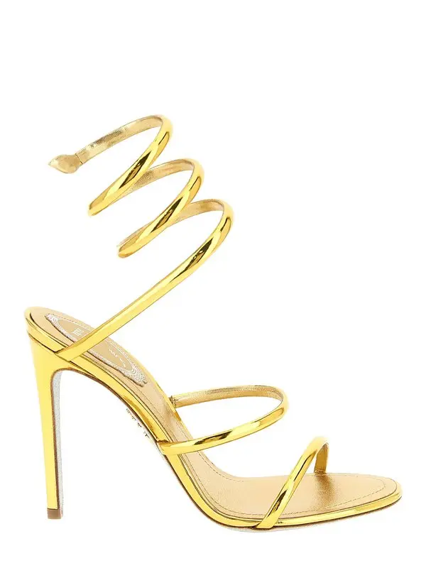 Rene Caovilla Cleo Metallic Leather Sandals - Gold
