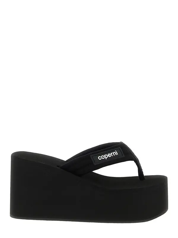 Coperni Branded Platform Wedge Sandals - Black
