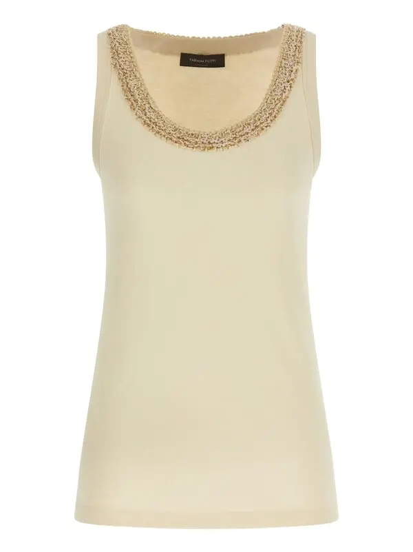 Fabiana Filippi Tweed Insert Top - Beige