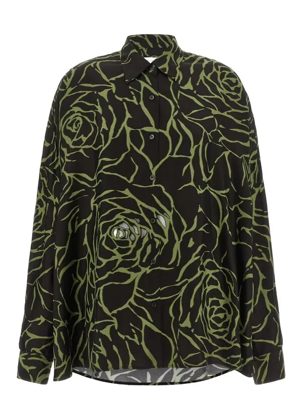 Dries Van Noten Patterned Viscose Casia Shirt - Black