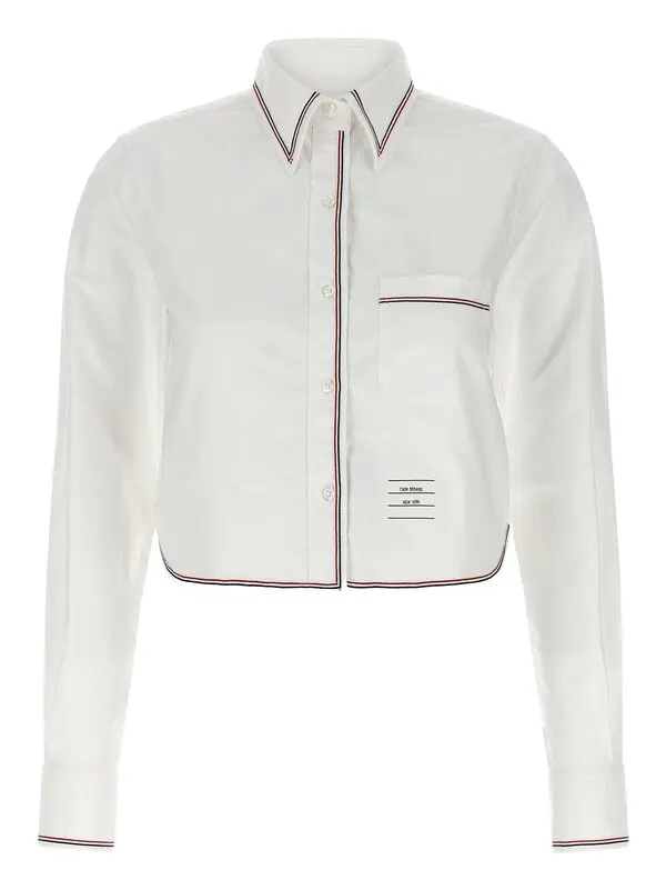 Thom Browne Cropped Oxford Cotton Shirt - White
