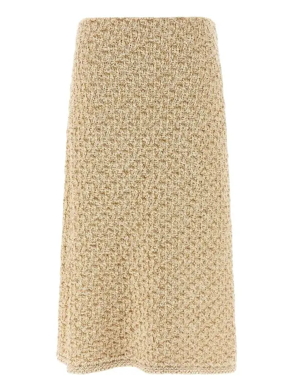 Fabiana Filippi Denim Effect Tweed Midi Skirt - Gold