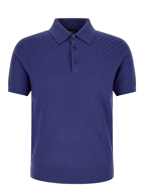 Brioni Weaving Polo Plot - Blue