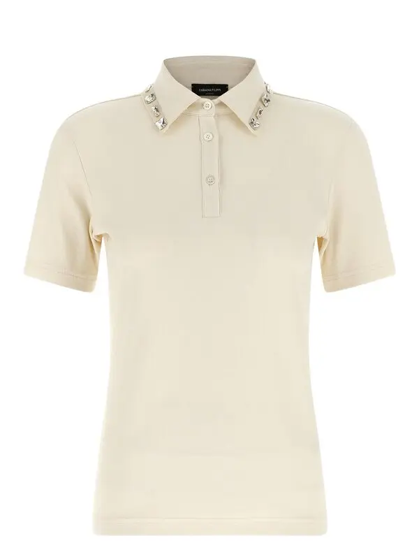 Fabiana Filippi Crystal Collar Polo Shirt - Beige