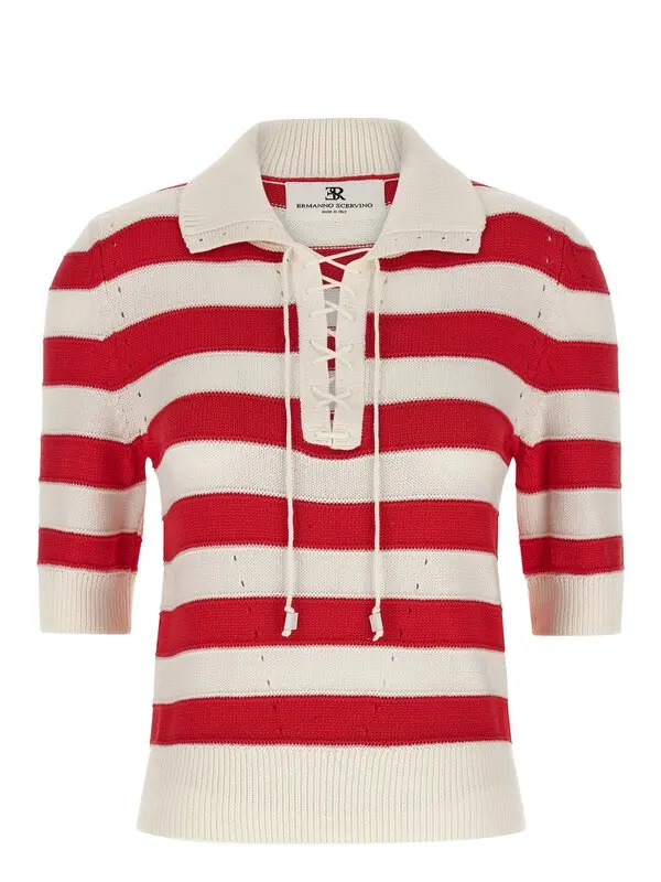 Ermanno Scervino Crochet Polo Shirt - Red