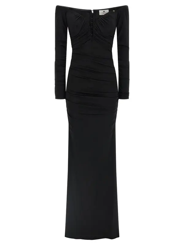 Elisabetta Franchi Long Crêpe Jersey Dress - Black
