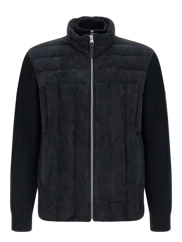 Mackage Knitted Jacket With Quilted Suede Front - Blue
