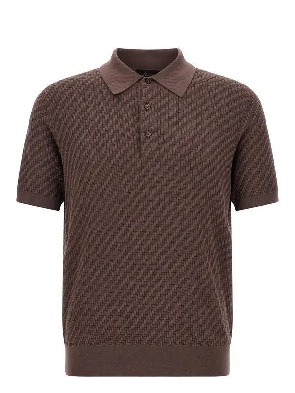 Brioni Weaving Polo Plot - Brown