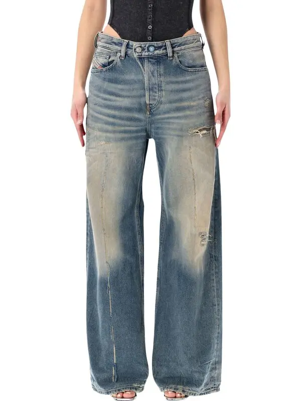 DIESEL Wide Leg Jeans - Medium Blue