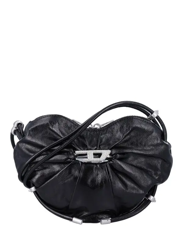 DIESEL® Scrunch Heart Leather Shoulder Bag - Black