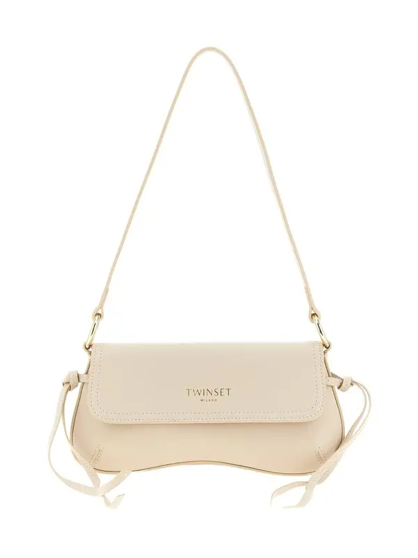 Twin-set Leather Shoulder Bag - Beige