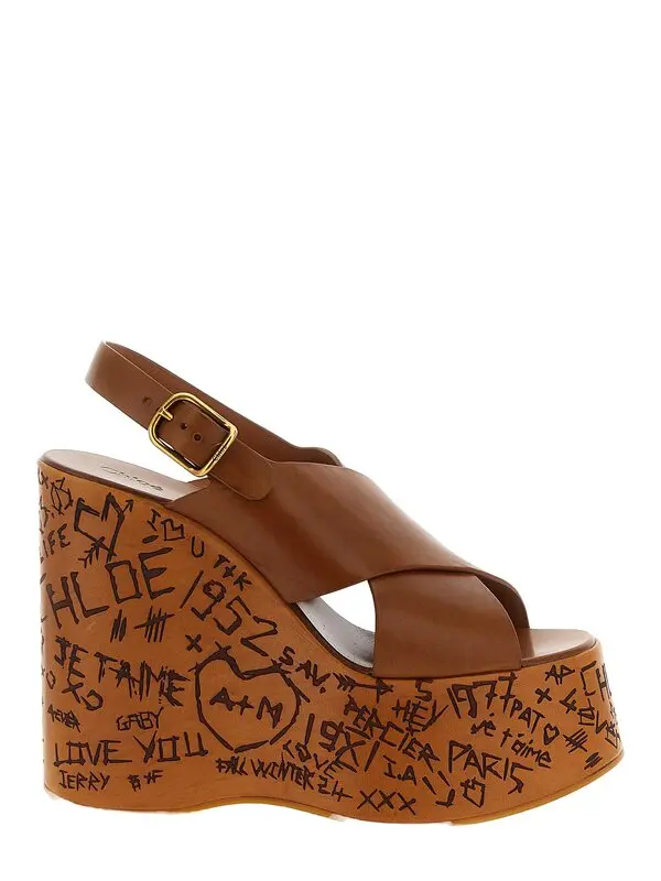 Chloé Maxime Platform Wedge Sandals - Brown