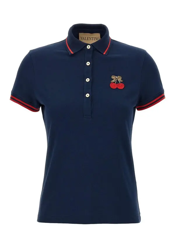 Valentino Garavani Polo Shirt With Embroidered Detail - Blue