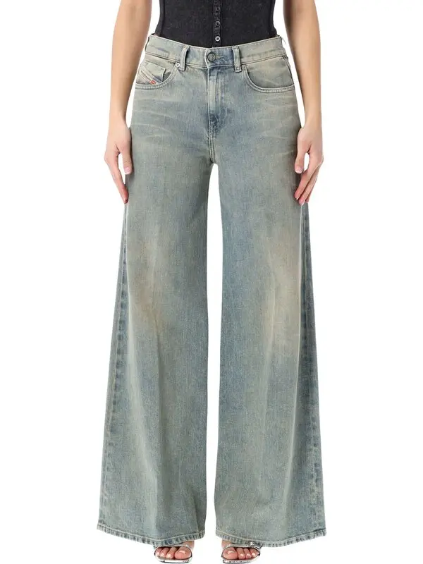 DIESEL Wide Leg Denim Jeans - Dirty Denim