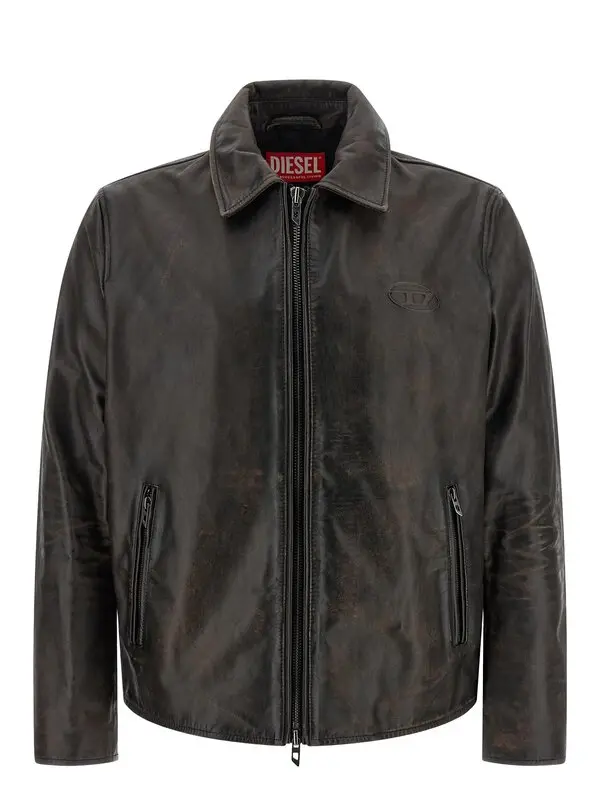 DIESEL® L-amar-wrd Leather Jacket - Brown