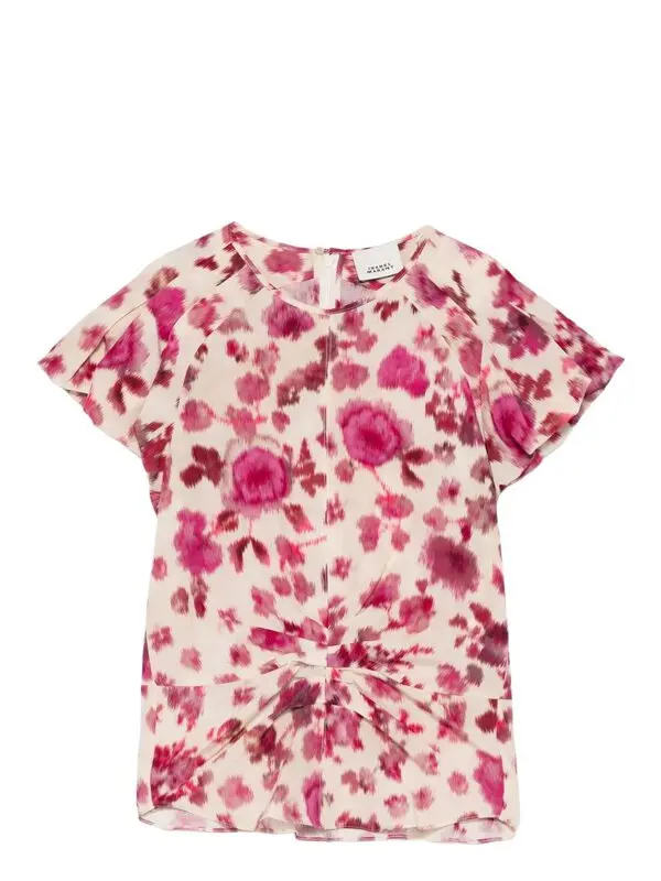 Isabel Marant Tullya Printed Silk Top - Pink