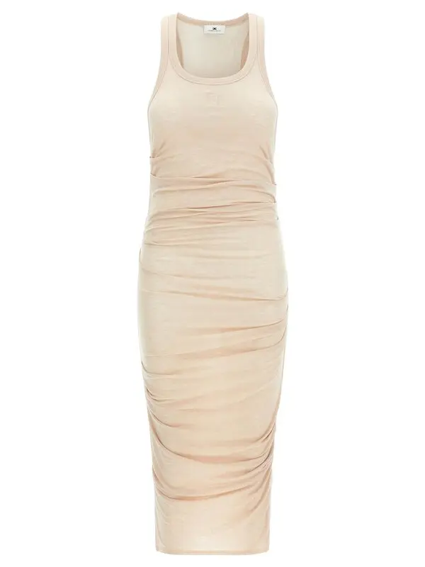 Elisabetta Franchi Logo Embroidery Jersey Dress - Beige
