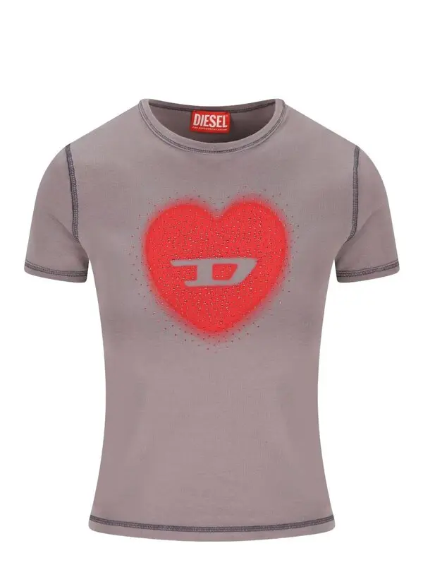 DIESEL® Heart Cotton T-shirt - Grey