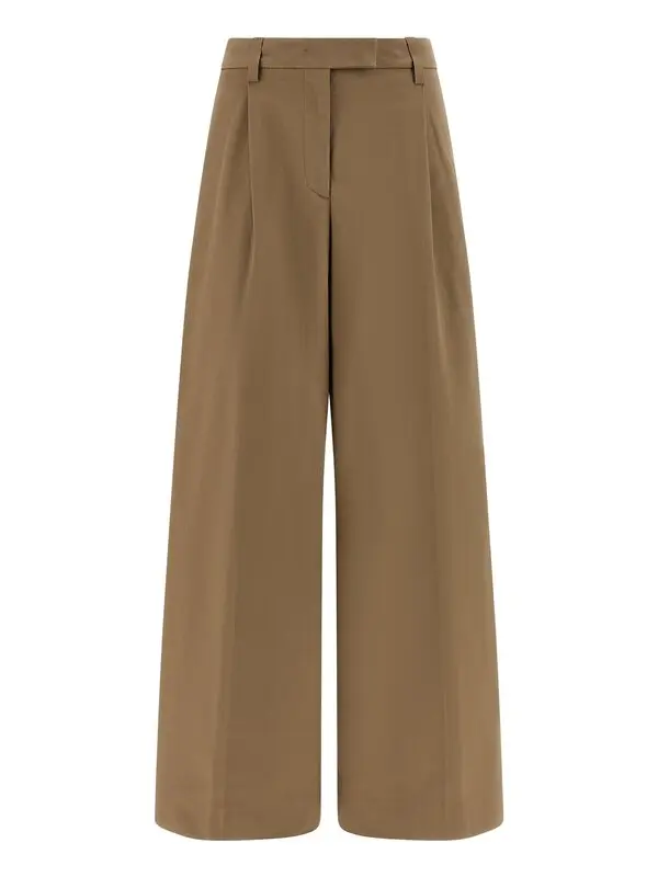 THELATEST Cotton Gabardine Wide Leg Pants - Brown