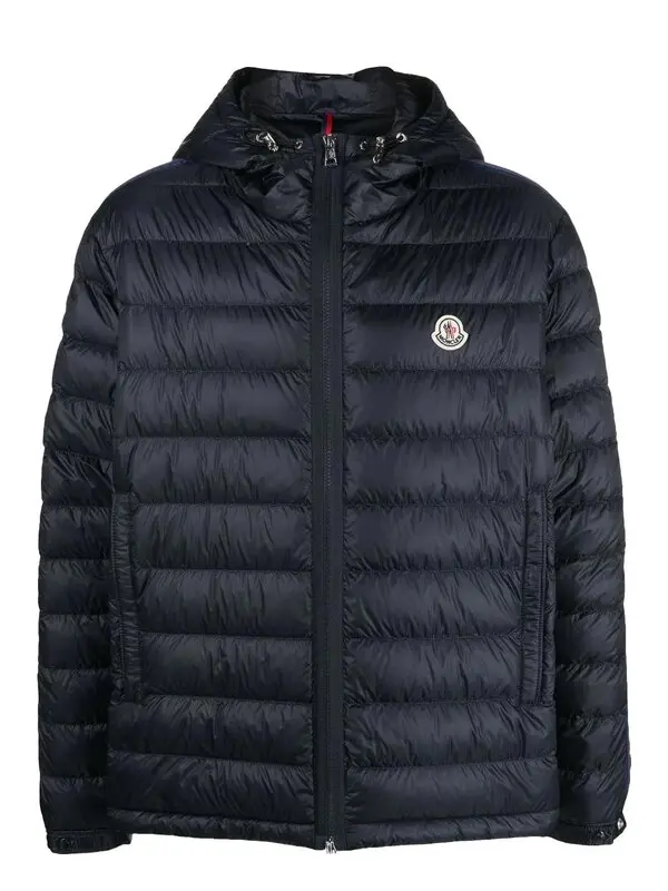 Moncler Agout Logo Patch Puffer Jacket - Blu
