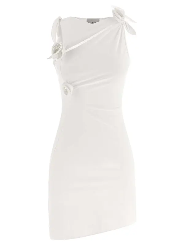 Coperni Asymmetric Flower Minidress - White