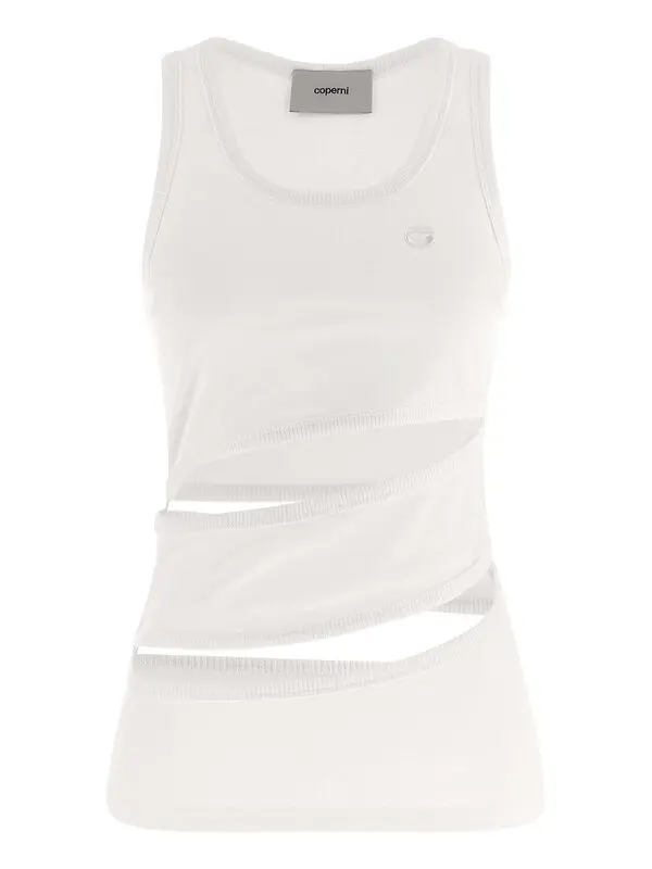 Coperni Spiral Cotton Tank Top - White
