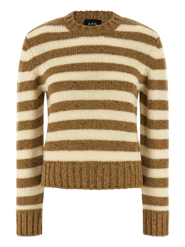 A.p.c. Striped Virgin Wool Sweater - Brown