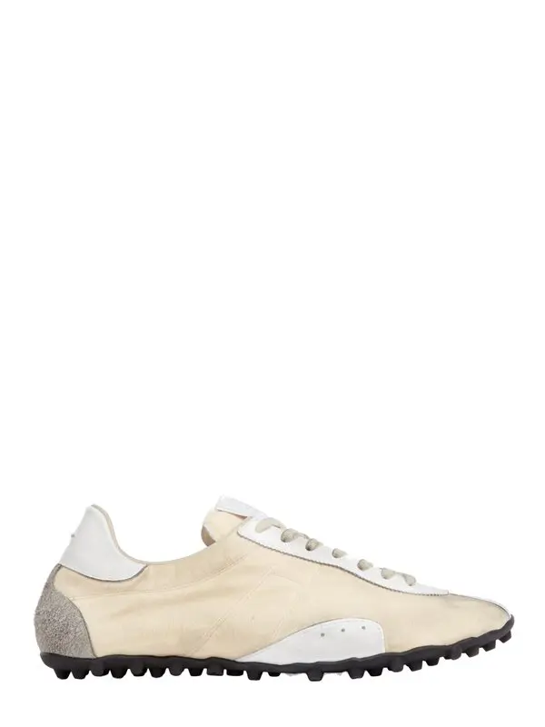 MAISON MARGIELA Leather Lace-up Trainers - Yellow Pale/white/antique White
