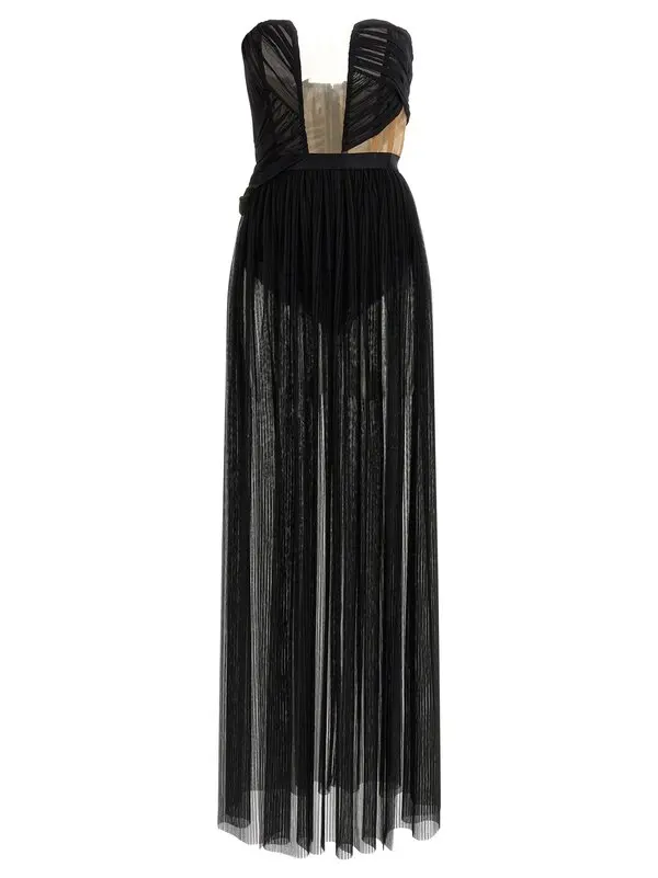 NENSI DOJAKA Corsetto Draped Gown - Black