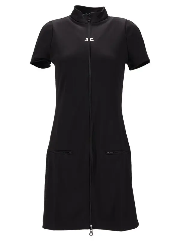 COURREGES Mini Interlock Tracksuit Dress - Black