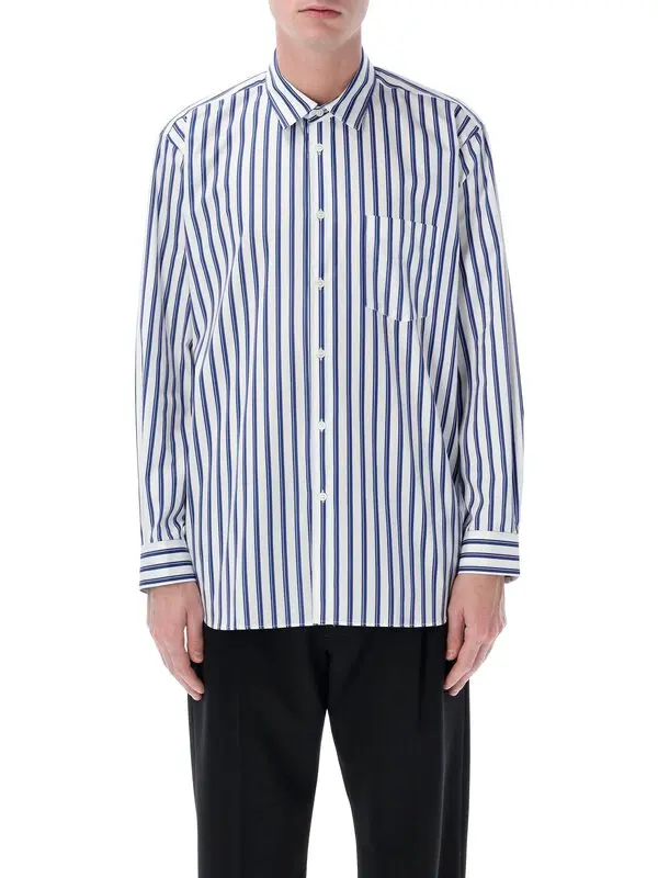 Comme Des Garçons T Shirts And Polos - White Blue Stripes