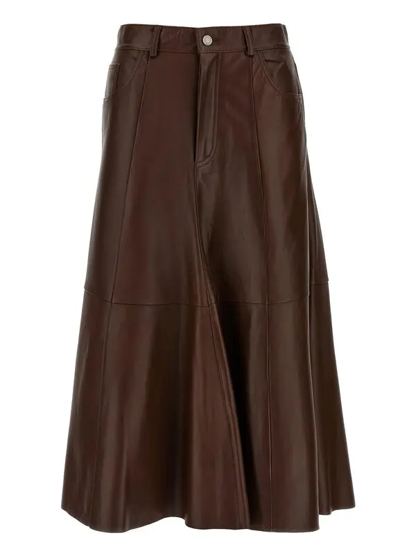 HAIKURE Mid Serenity Leather Skirt - Brown