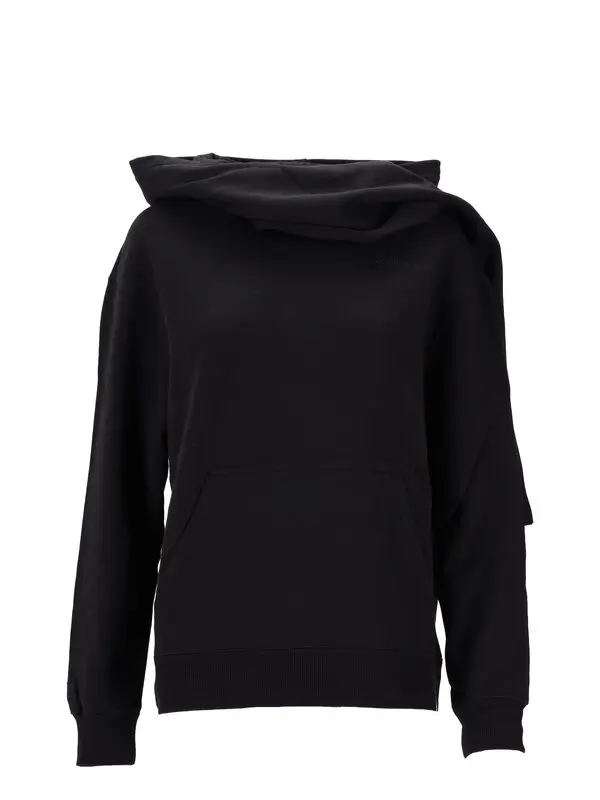 COURREGES Hooded Sweatshirt With Embroidered Scarf - Black