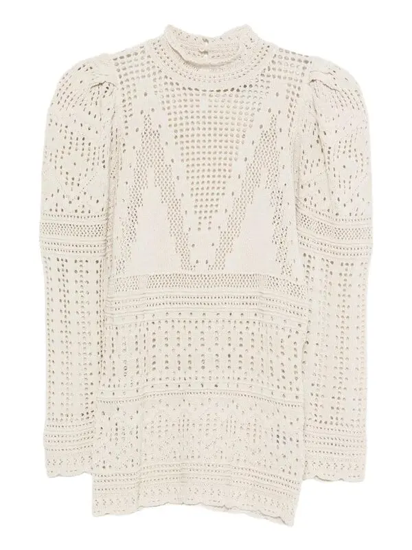 Isabel Marant Dahara Crochet Knit Top - Beige