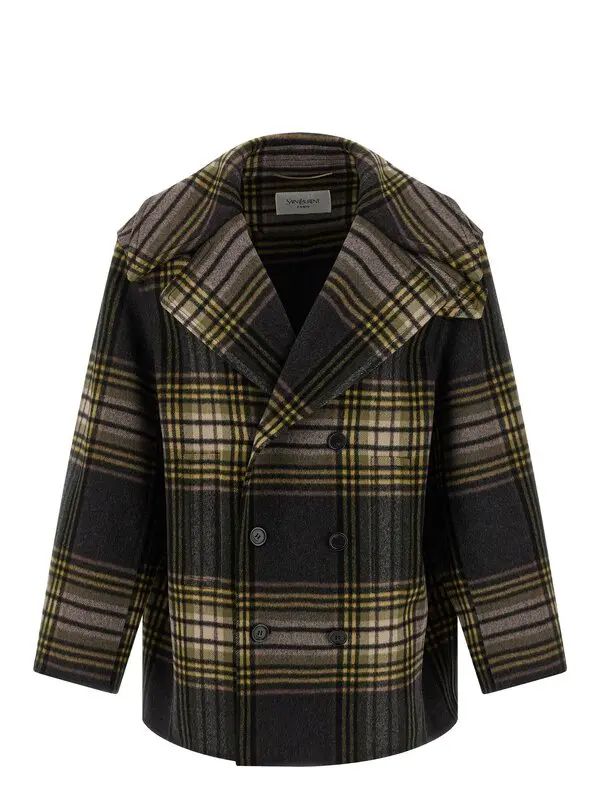 Saint Laurent Caban Wool Coat - Multicolor